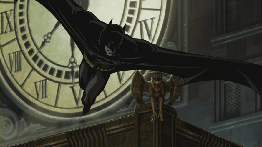 Fotomural Batman Volando Enfrente De Un Reloj personajes